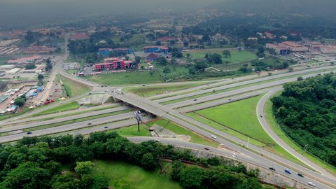 Highaltitude Aerial Parallax View Modern Highway Stock Footage Video ...