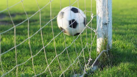 Soccer Ball Falls Into Net Goal Stock Footage Video (100% Royalty-free ...