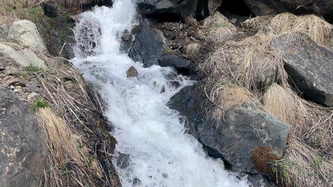 Bottomup View Waterfall Mountains North Caucasus Stock Footage Video ...