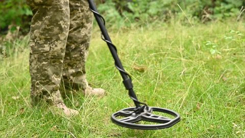 Military Sapper Metal Detector Field Ukrainian Stock Footage Video (100 ...