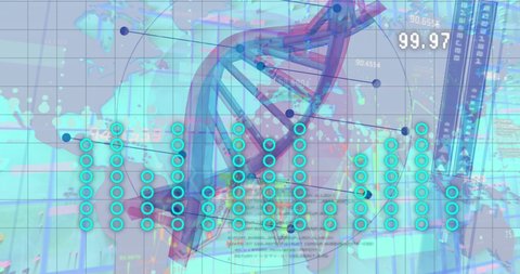 Animation Graphs Dna Numbers Over World Stock Footage Video (100% ...