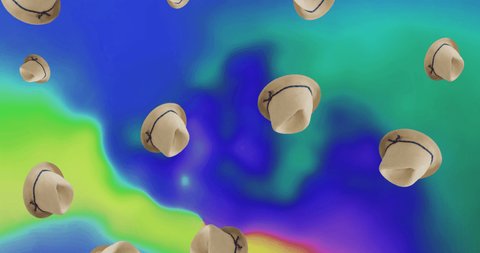 Animation Hats Falling Over Shapes Abstract Stock Footage Video (100% ...