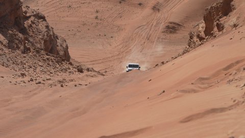 Jeep Suv Desert Rides On Dunes Stock Footage Video (100% Royalty-free ...