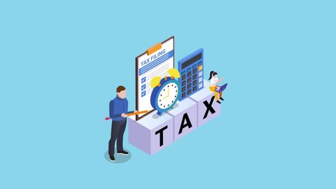 Two People Animation Filling Tax Filing Stock Footage Video (100% ...