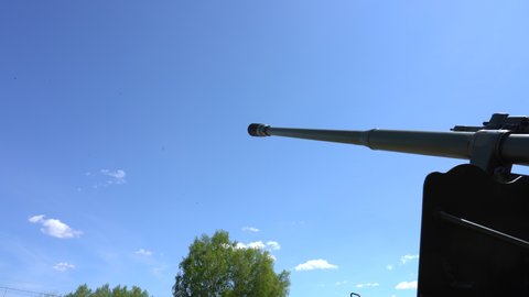 Barrel Howitzer Gun Points Into Clear Stock Footage Video (100% Royalty ...