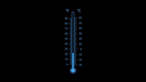 Blue Thermometer Temperature Rise Animation Alpha Stock Footage Video ...