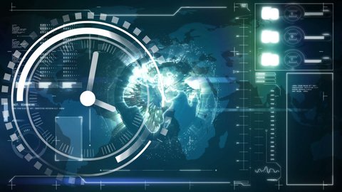 Ticking Digital Clock Over Interface Data Stock Footage Video (100% ...