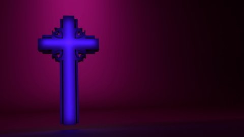 Neon Shine Christian Cross Backlight Religion Stock Footage Video (100% ...