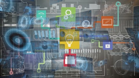 Animation Graphical Infographic Interface Moving Displays Stock Footage Video (100% Royalty-free ...