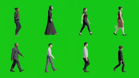3d People Walking On Green Screen Stock Footage Video (100% Royalty ...