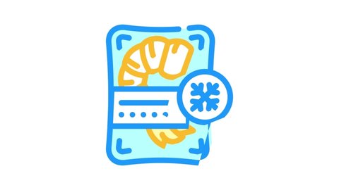 Shrimp Frozen Seafood Color Icon Animation Stock Footage Video (100% ...