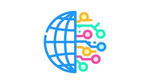 Digitalization Global Business Color Icon Animation Stock Footage Video ...