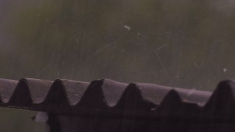 Heavy Rain Hail Hits Roof Slate Stock Footage Video (100% Royalty-free ...