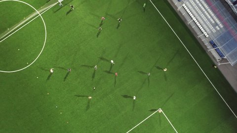 Aerial View Football Players Play Soccer Stock Footage Video (100% ...