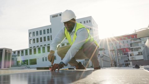 Solar Power Engineer Fixing Repairing Checking Stock Footage Video (100 ...