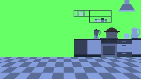 Footage Flat Animation Kitchen Activity White Stock Footage Video (100% ...