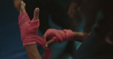 Male Fighter Wrapping His Fist Before Stock Footage Video (100% Royalty ...