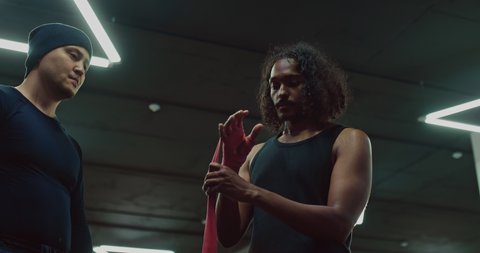 Beginner Kickboxer Wrapping Hand Before Kickboxing Stock Footage Video ...