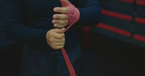 Kickboxer Wrapping Hand Before Fight Training Stock Footage Video (100% ...