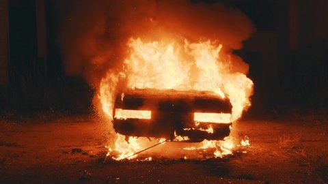 Front View Burning Hood Bumper Old Stock Footage Video (100% Royalty ...