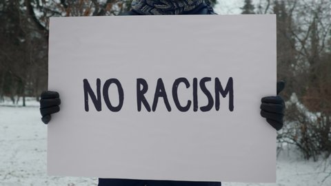 Antiracism Protester Holds No Racism Sign Stock Footage Video (100% ...