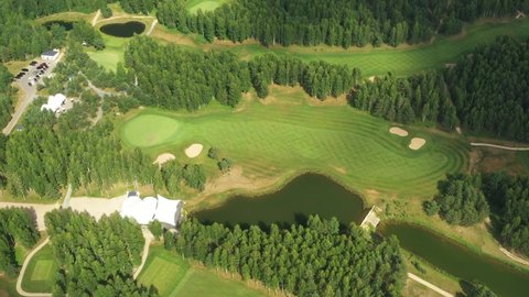 Top View Golf Course Located Wooded Stock Footage Video (100% Royalty ...