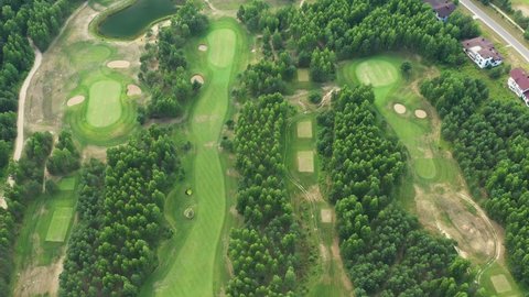 Top View Golf Course Located Wooded Stock Footage Video (100% Royalty ...