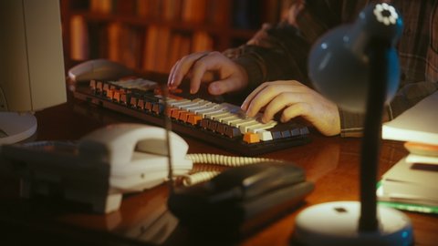 Hands 90s Specialist Typing On Vintage Stock Footage Video (100% ...
