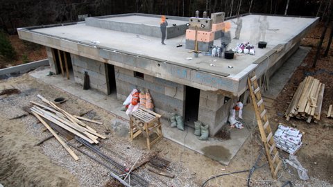 Timelapse Simple Building Flat Roof Construction Stock Footage Video ...