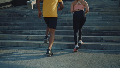 Cinematic Video Urban Runners Athletes Training Stock Footage Video ...