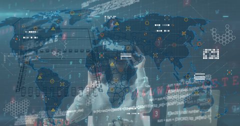 Animation World Map Data Metaverse City Stock Footage Video (100% ...