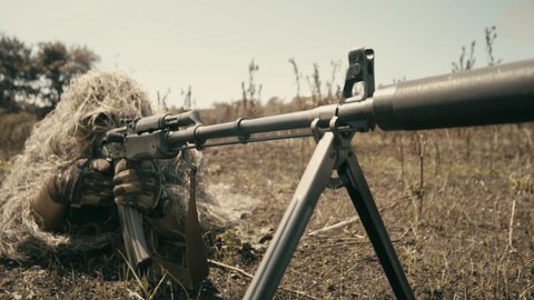 Closeup Sniper Wearing Camouflage Suit Grass Stock Footage Video (100% ...