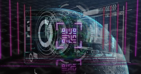 Animation Processing Circle Qr Code Over Stock Footage Video (100% ...