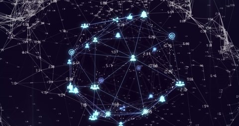 Animation Digital Computer Icons Numbers Interconnecting Stock Footage Video (100% Royalty-free ...
