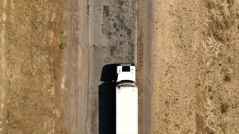 Aerial Top View Semitrailer White Trucks Stock Footage Video (100% ...