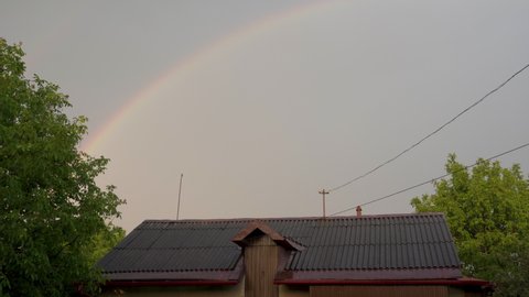 Rainbow Over House Raina Rainbow Appeared Stock Footage Video (100% ...