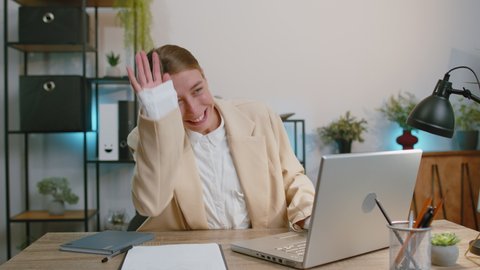 107 Business woman waving bye bye Stock Video Footage - 4K and HD Video ...