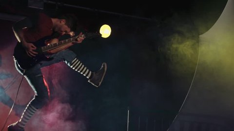Rock Star Electric Guitar Jump Super Stock Footage Video (100% Royalty ...