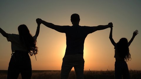 Happy Family Father Two Daughters On Stock Footage Video (100% Royalty ...