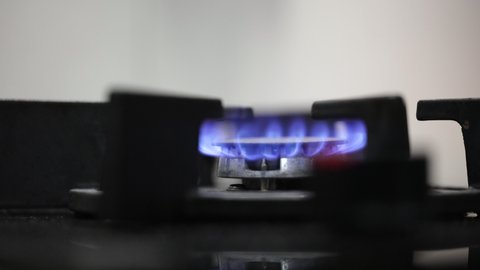 Gas Stove Ignition Closeup View Kitchen Stock Footage Video (100% ...