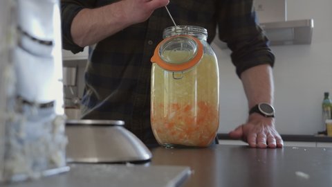 Kombucha Flavored Fermented Drink Man Preparing Stock Footage Video ...