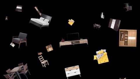 Moving Animation Home Stuffs Transparent Background Stock Footage Video ...