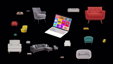 Moving Animation Furnitures Transparent Background Loop Stock Footage ...