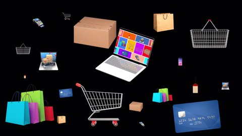 Moving Animation Shopping Products Transparent Background Stock Footage ...
