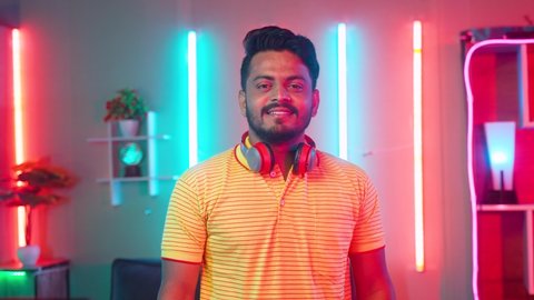 Happy Smiling Professional Gamer Standing Arms Stock Footage Video (100 ...