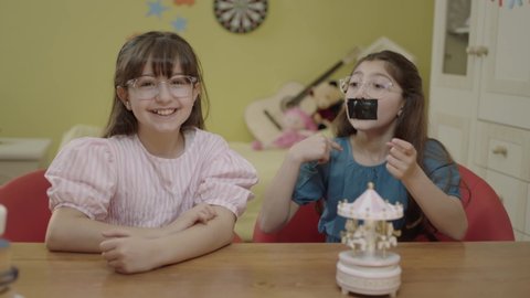 Little Girls Kids Playing Music Box Stock Footage Video (100% Royalty ...