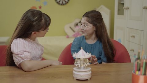 Little Girls Kids Playing Music Box Stock Footage Video (100% Royalty ...