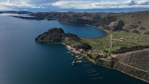 Aerial Fly Drone View Titikaka Lake Stock Footage Video (100% Royalty ...