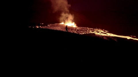 Meradalir Eruption Fagradalsfjall Volcano Iceland 2022 Stock Footage ...
