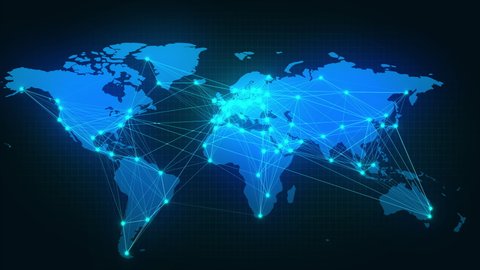 World Map Countries Cities Connected By Stock Footage Video (100% ...